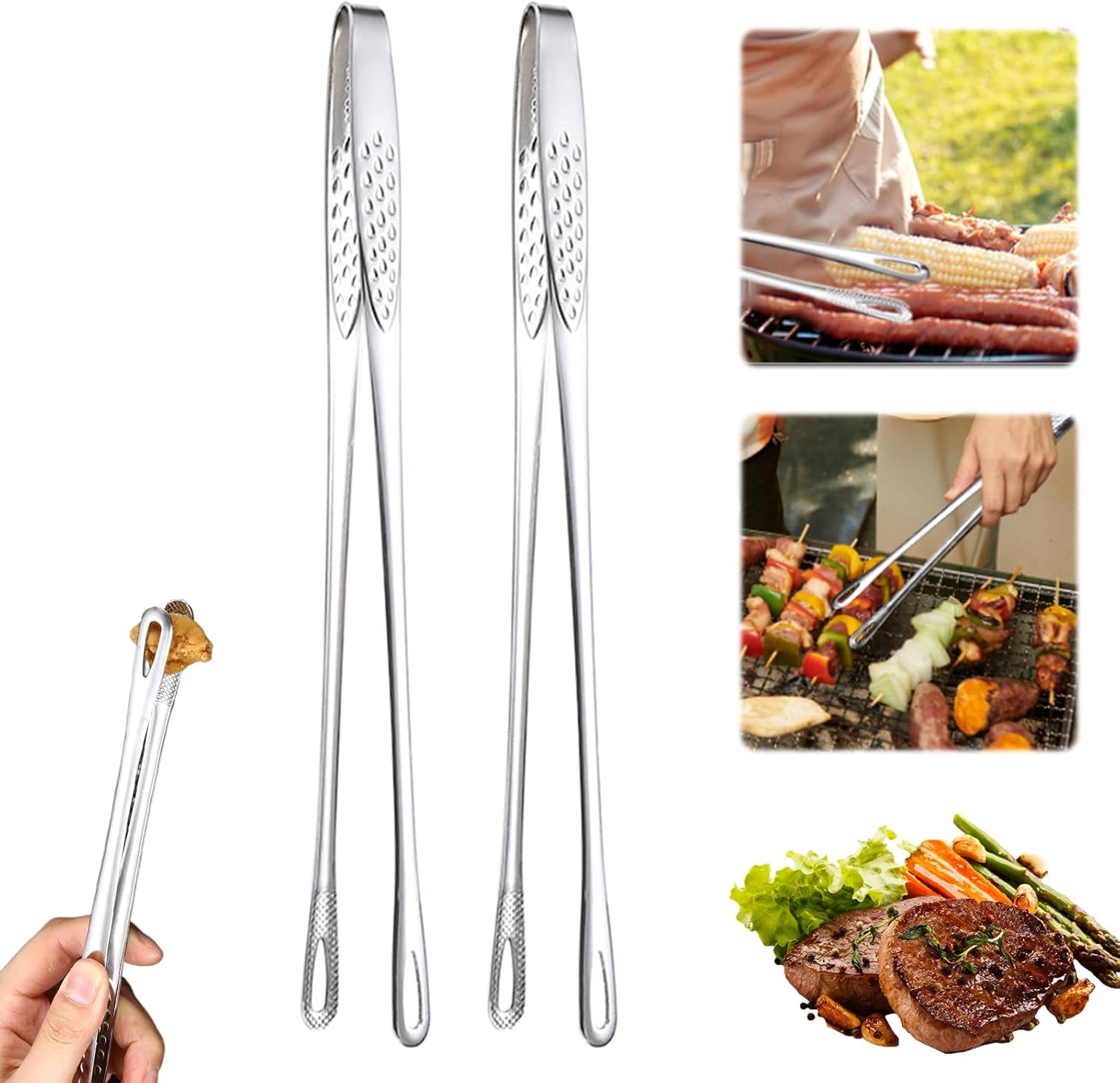 Korean BBQ Tongs, Stainless Steel Grill Tongs, Kitchen Tongs for ...