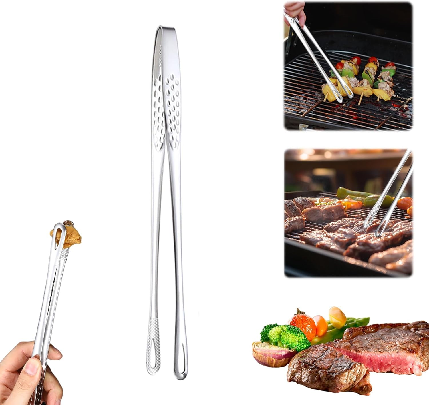 Korean BBQ Tongs, Stainless Steel Grill Tongs, Kitchen Tongs for ...