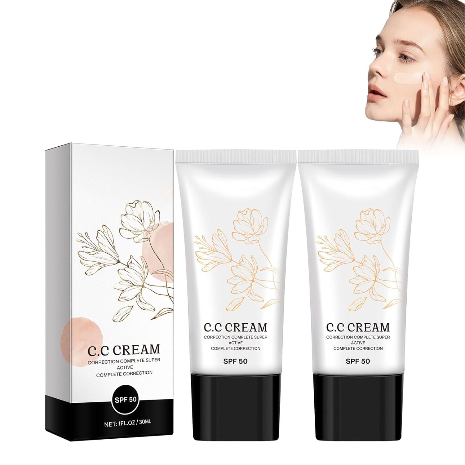 Korean CC Cream With SPF 50 For Older Women, Skin Tone Adjusting CC Cream SPF 50, Full Coverage ...