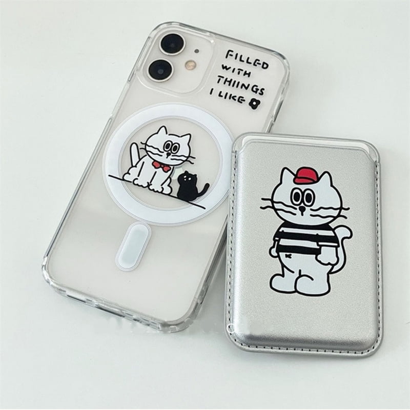 Korean Cute Funny Cat For Magsafe Wireless Charge Clear Case For iPhone ...