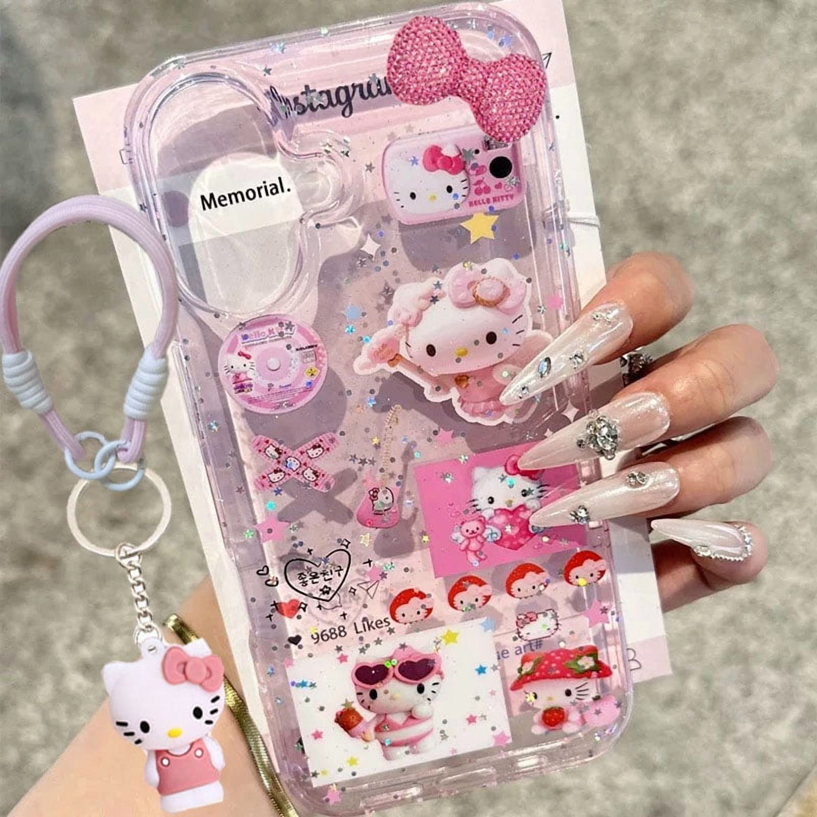 Korean Cute Pink Angel Sexy Hello Kitty Shining Phone Case For iPhone ...