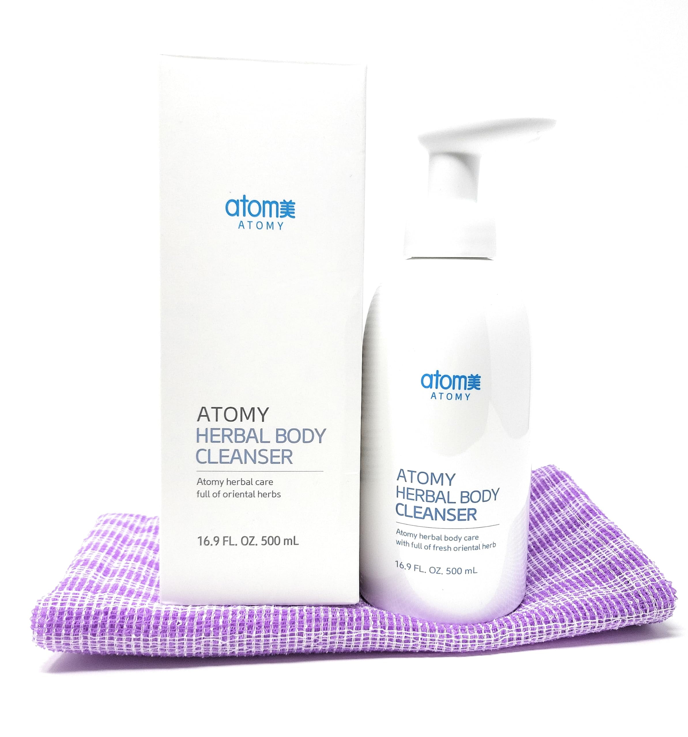 Korean Exfoliating Shower Towel & Botanical Body Cleanser Set - Gentle ...