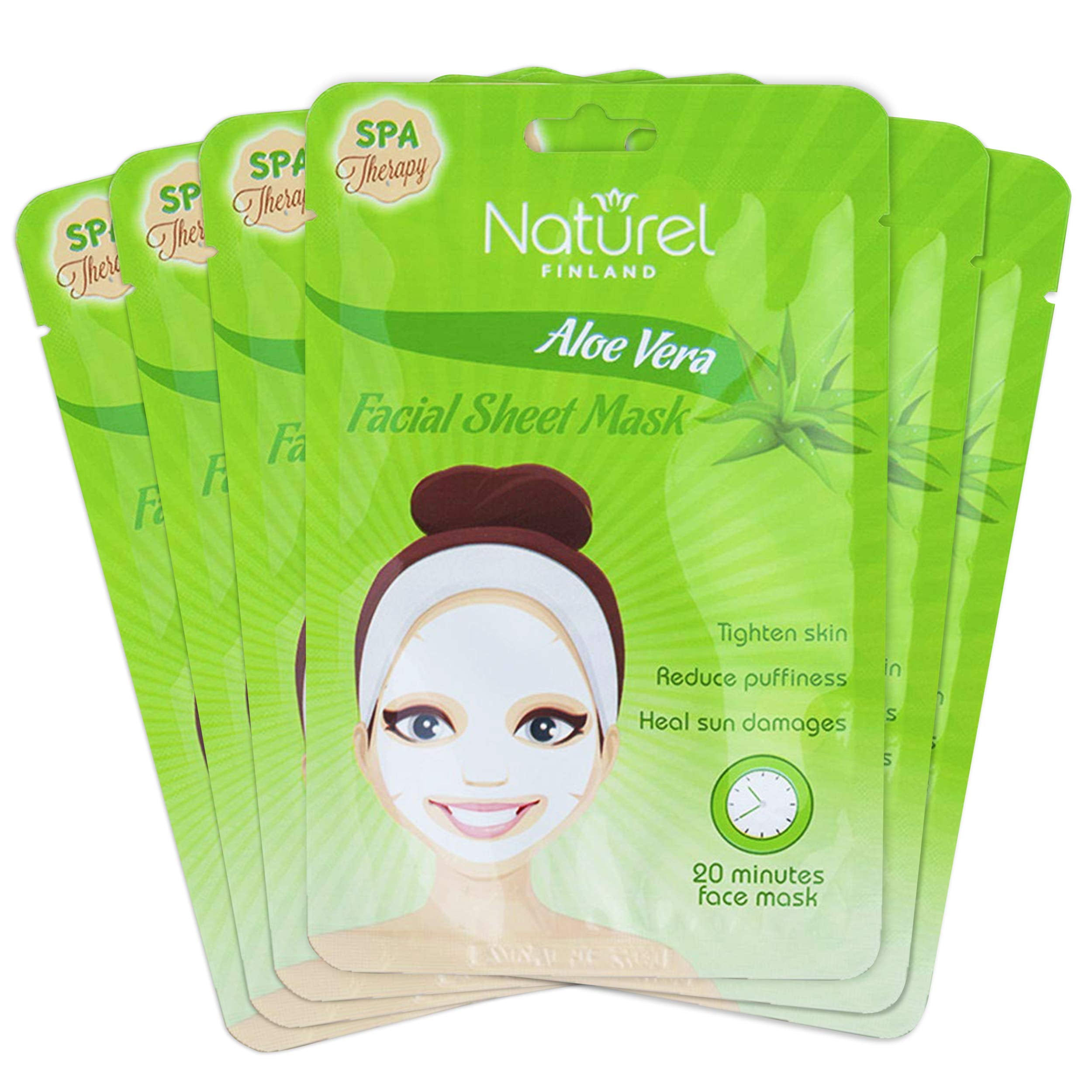Korean Face Mask Sheet Aloe Vera 6 Mask Pack for Moisturizing, Cooling ...
