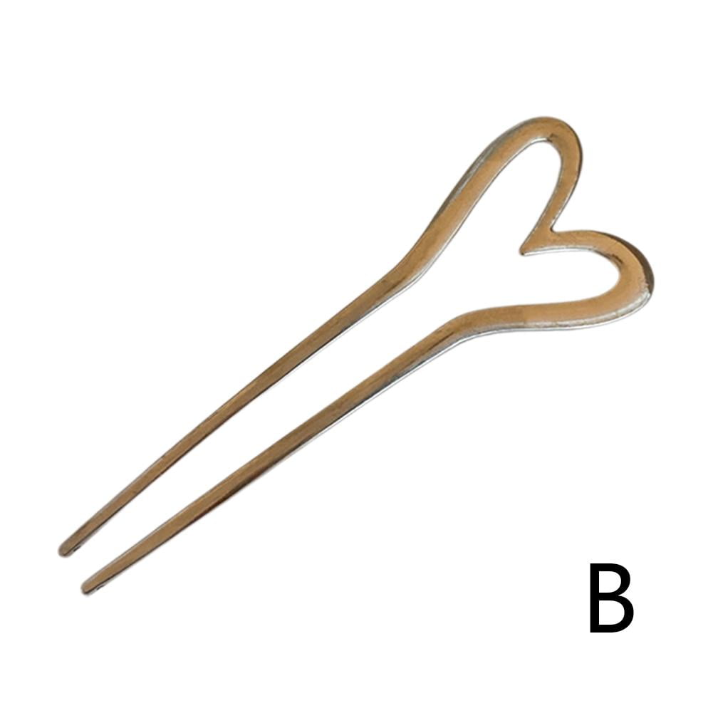 Korean * Fashion Metal U Shape Hair Pin Simple Heart Shaped Hair Sticks ...