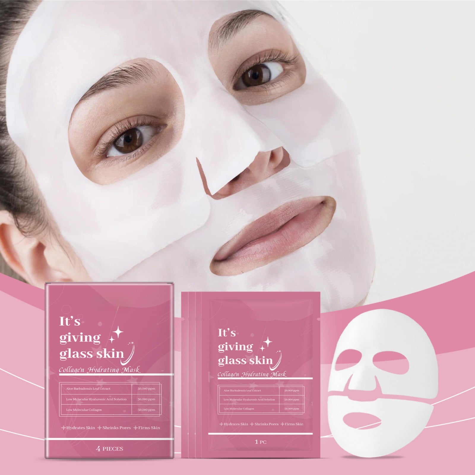 Korean Glass Skin Facial Mask, Hydrating Collagen Sheet Mask for Face ...