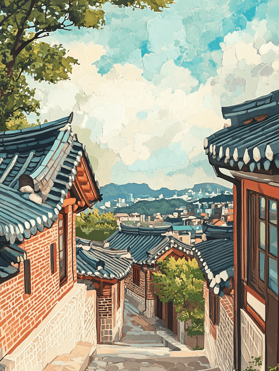 Korean Hanok Village Scenic Canvas Print/Painting，Suitable for Living ...