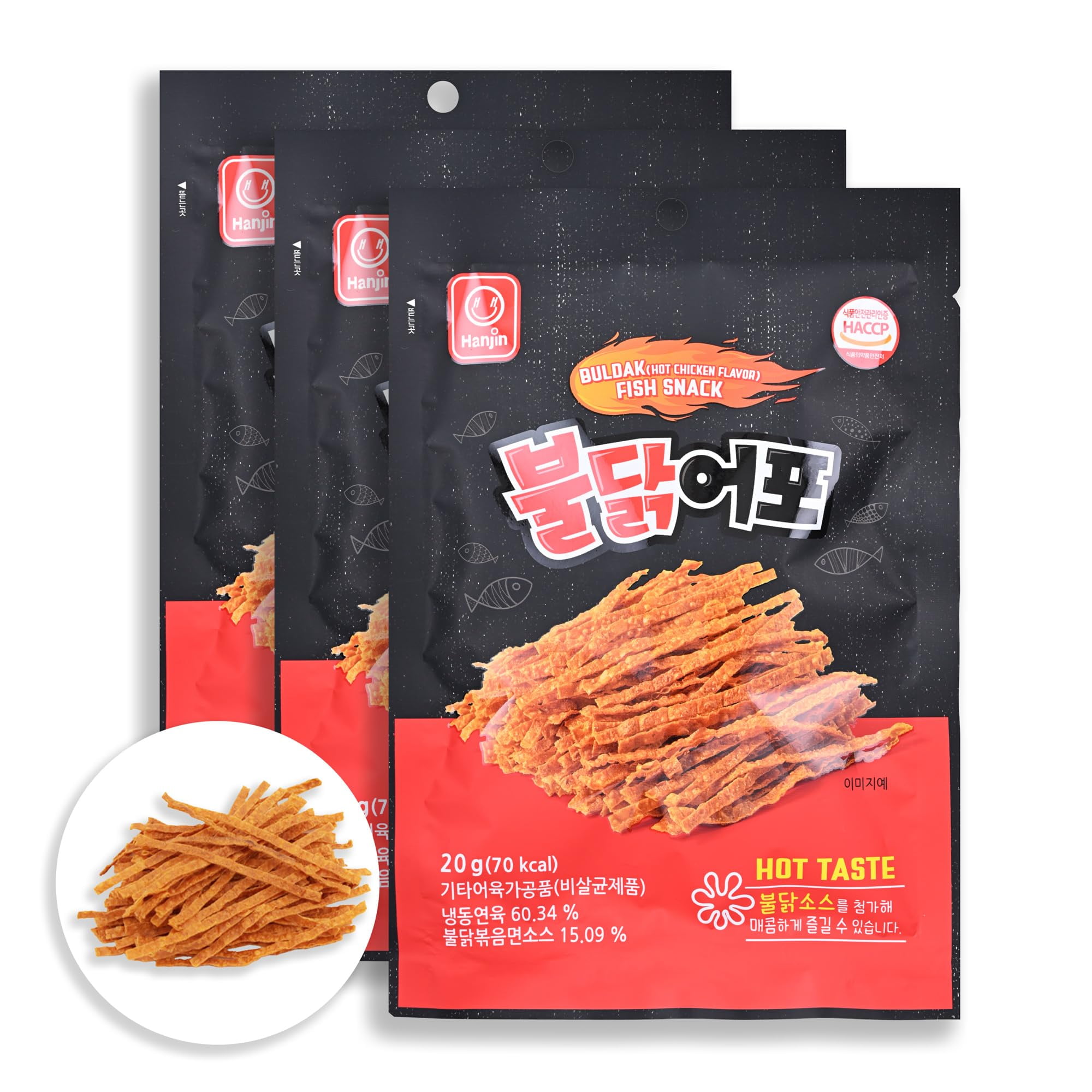 Korean Hot Spicy Dried SBF3 Fish Snack 생선 간식 - Buldak Flavor 20g x 3 ...