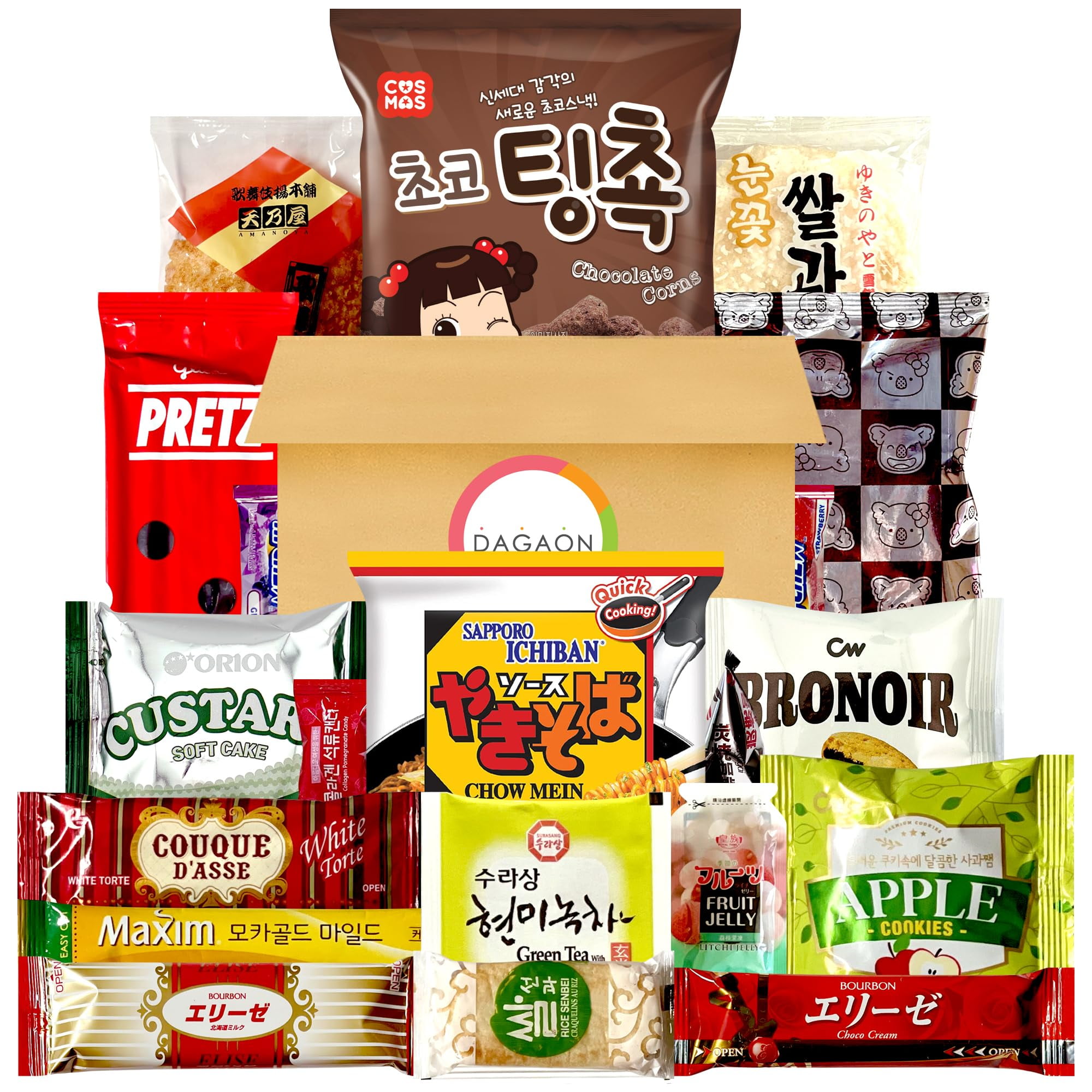 Korean Japanese Snack Box 20 Count - Collection Of Snacks Including ...