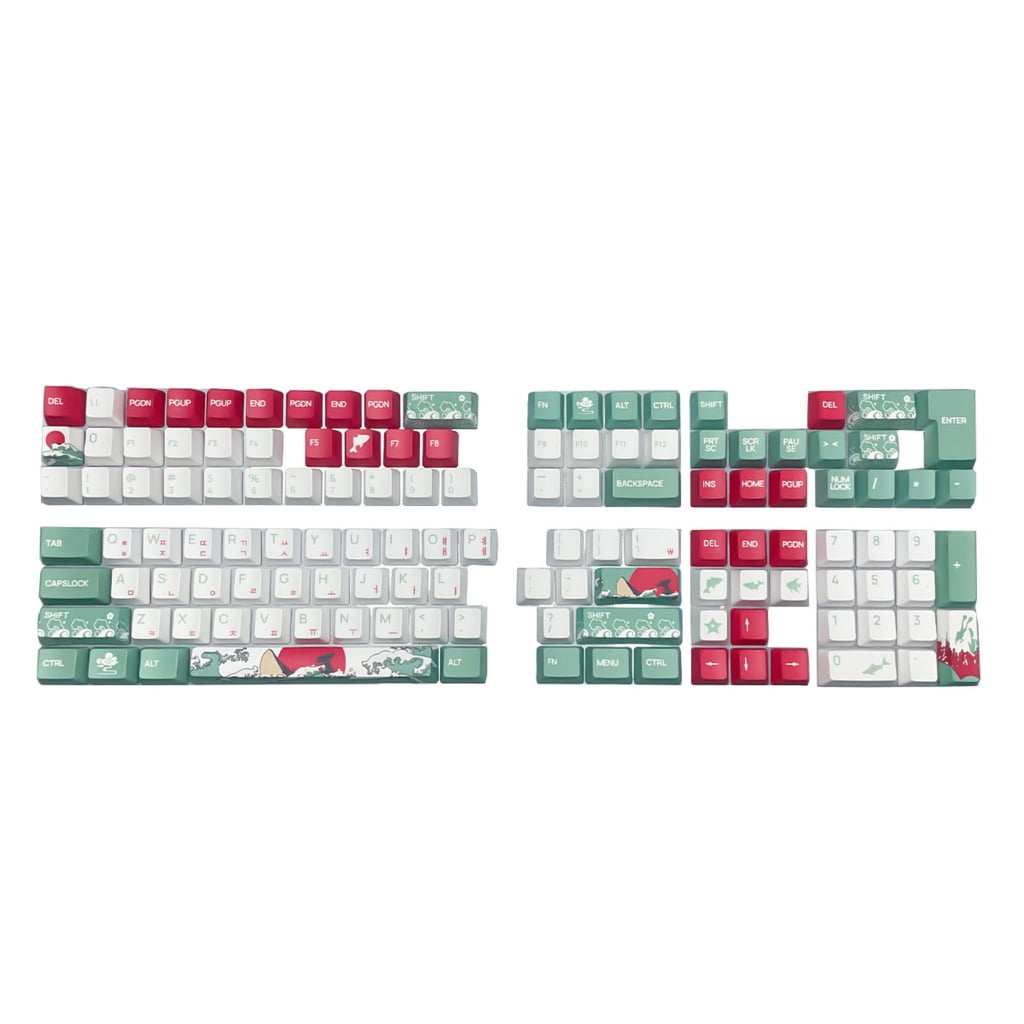 Korean Keycaps Set for 61/64/68/75/87/98/104/108 Mechanical Keyboards, XDA/OEM Profile Coral Sea ...