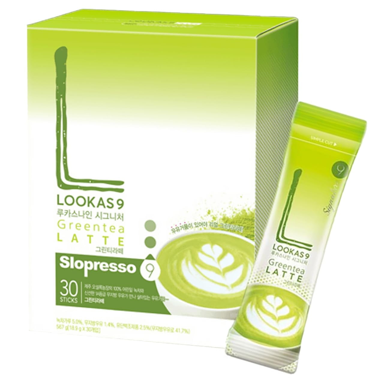 Korean Lookas 9 Green Tea Latte Powder 30 Sticks Cream Matcha Lattee ...