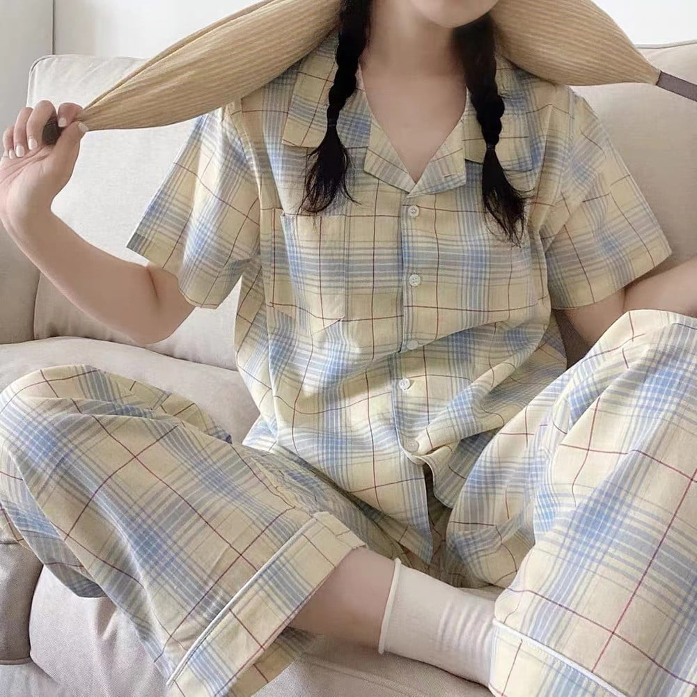 Korean Pajama Women Homewear Lapel Suit Sleepwear Lounge Wear Terno ...