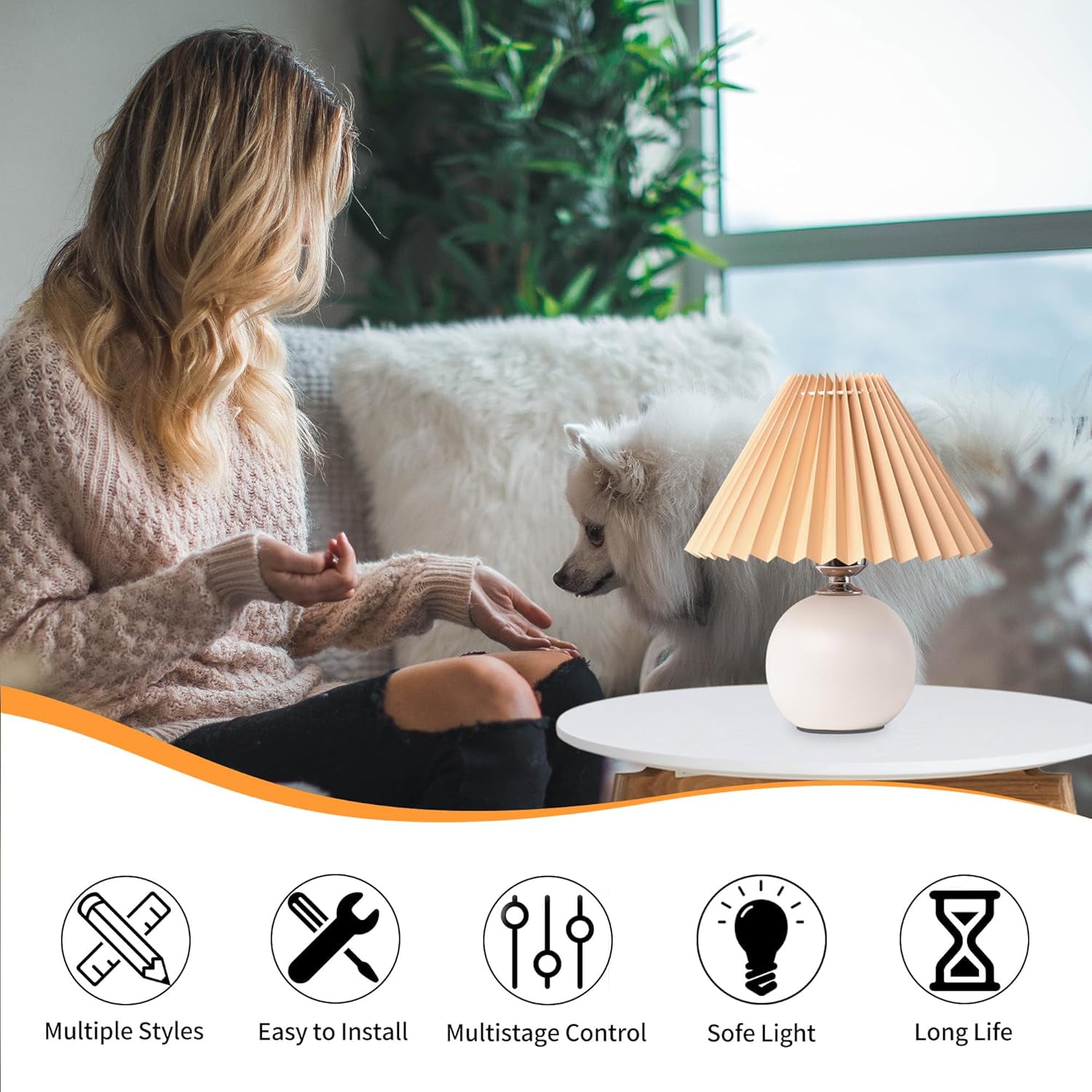 Korean Pleated Table Lamp Ins DIY Ceramic Table Lamps for Living Room ...