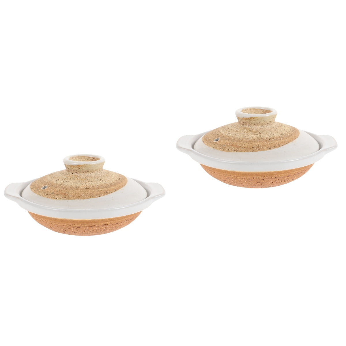 Set of 2 Korean Ceramic Cooking Pots with Lids, Non-Stick Clay ...