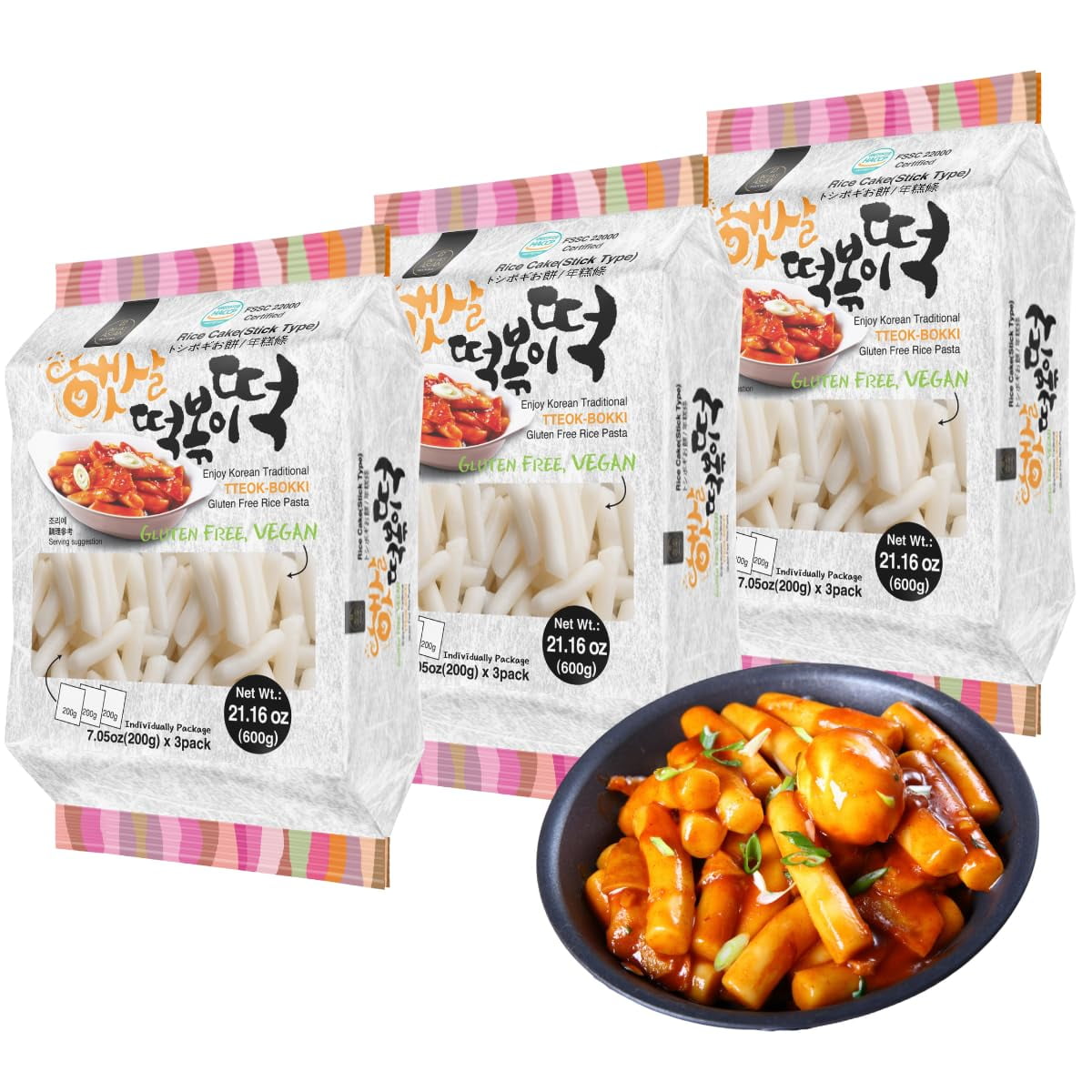 Korean Rice Cake Tteokbokki Stick – 3 Pack (3 Individual Package X 3 ...