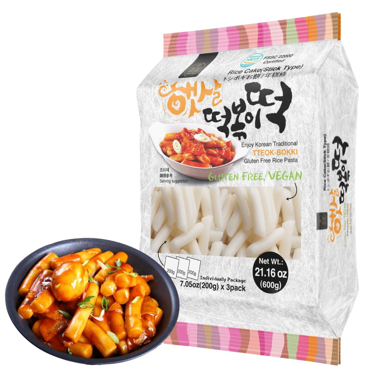 Korean Rice Cake Tteokbokki Stick - GMS 1 Pack (3 Individual Package X ...