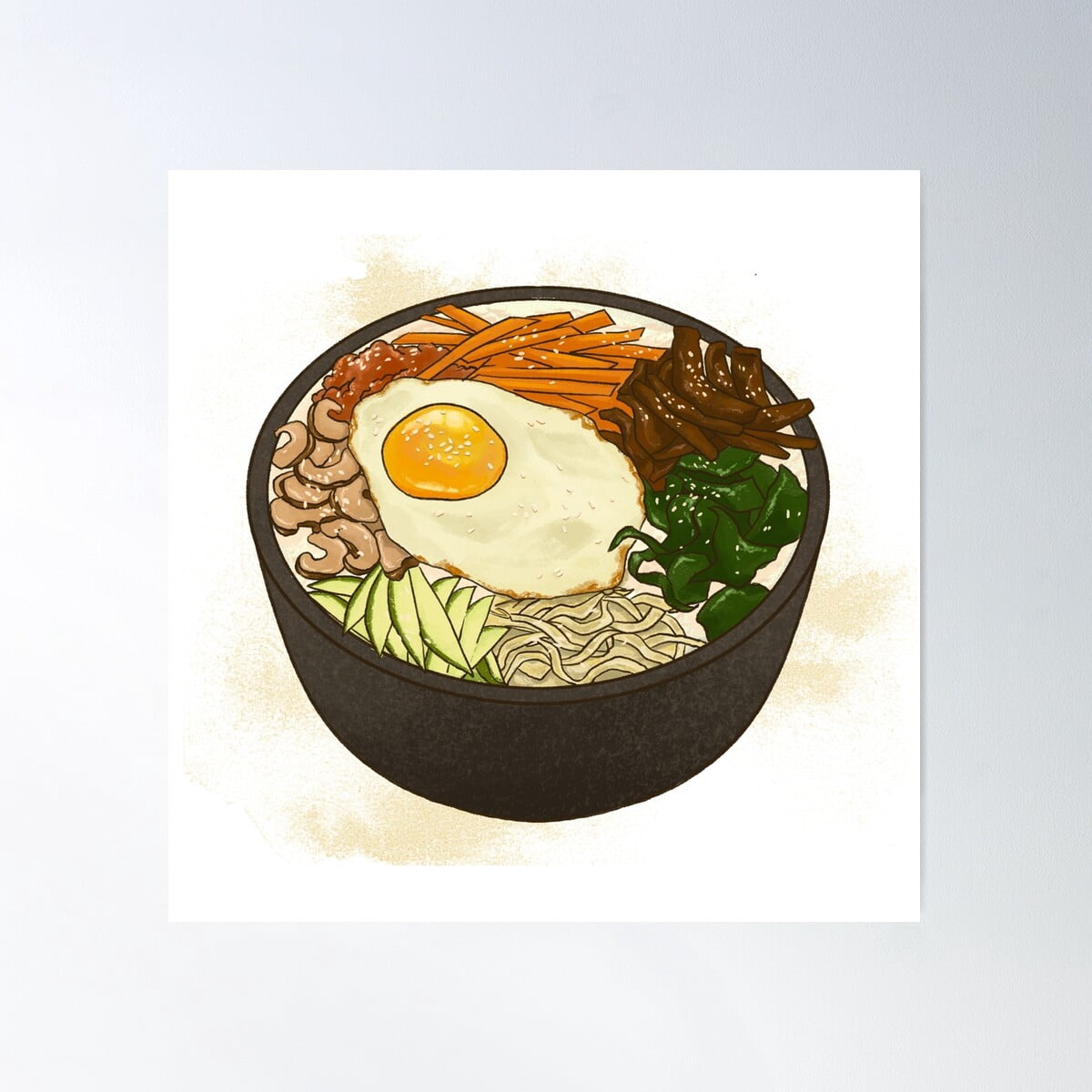 Korean Rice Dish Bibimbap Poster Wall Art, Modern Wall Decor For Living ...