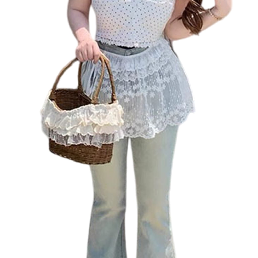 Korean See Through Half Skirt for Women Flower Lace Sheer Hip Wrap ...