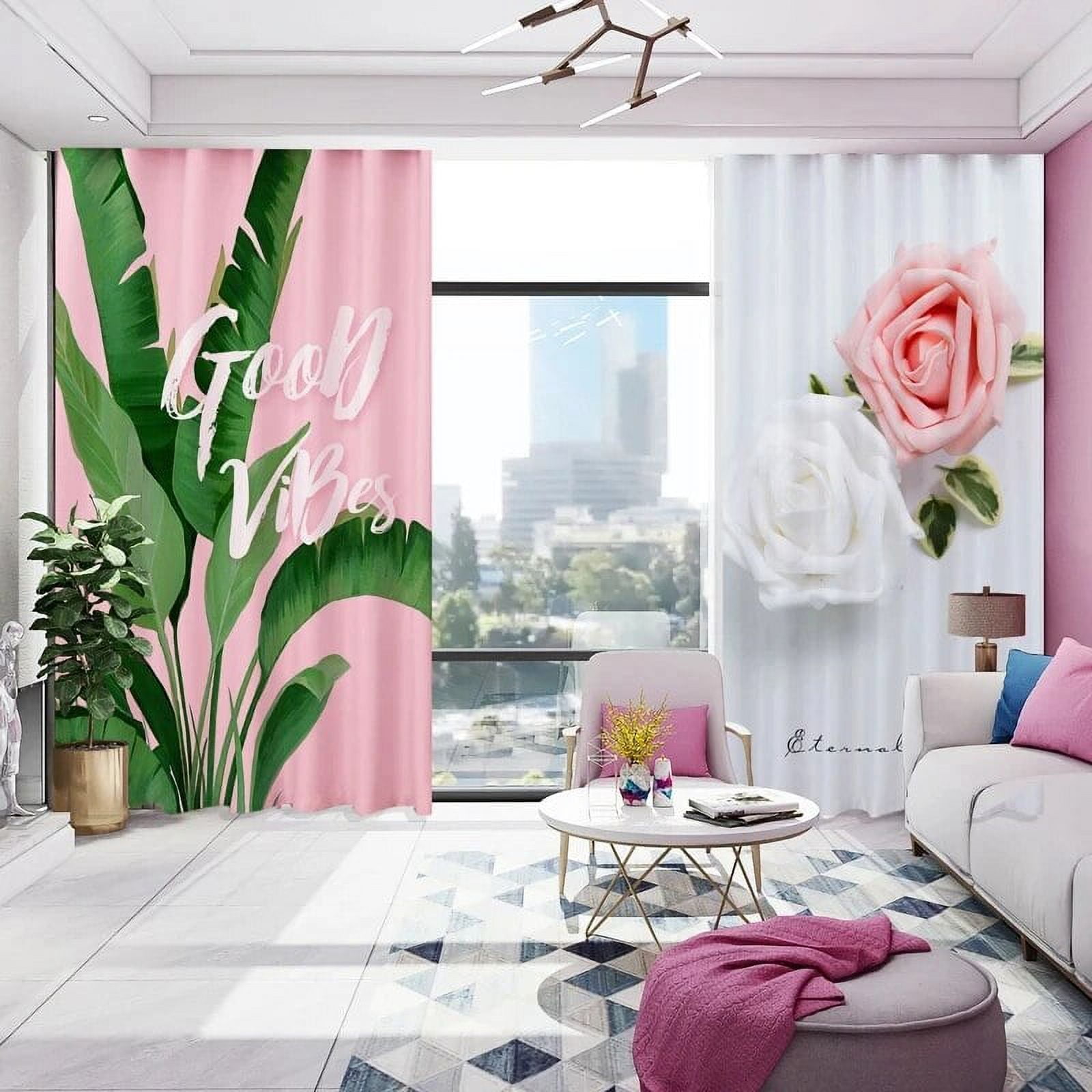 Korean Simple Style Curtain Plant Palm Green Tropical Leaf Male and ...