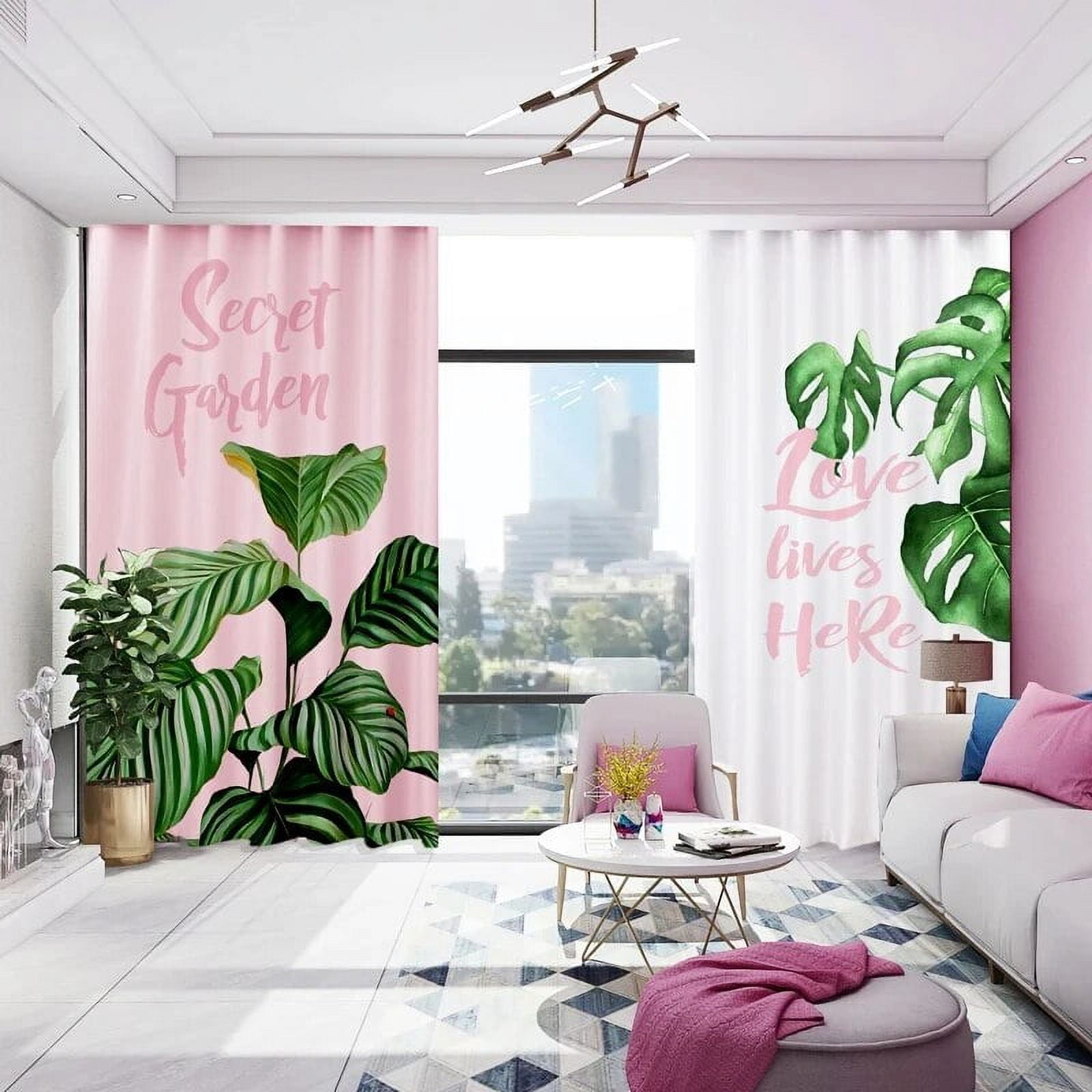 Korean Simple Style Curtain Plant Palm Green Tropical Leaf Male and ...