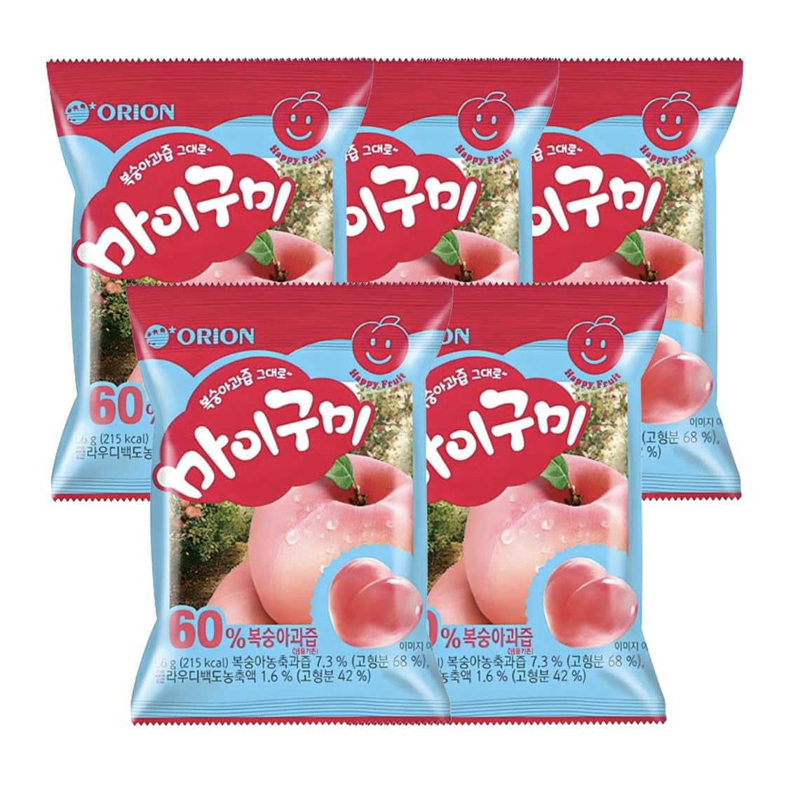 Korean Snack Orion Fruit-Shaped TGF4 Peach Flavor Gummy Candy - Soft ...