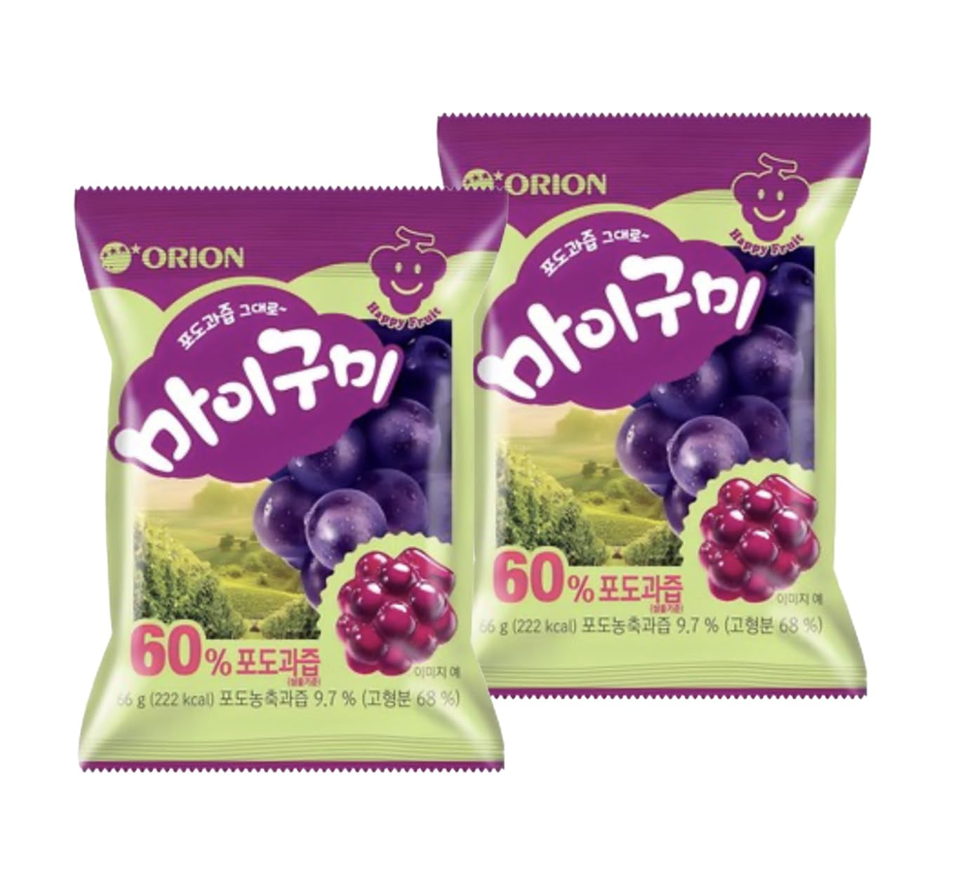 Korean Snack Orion Fruit-Shaped XEF1 Grape Flavor Gummy Candy - Soft ...
