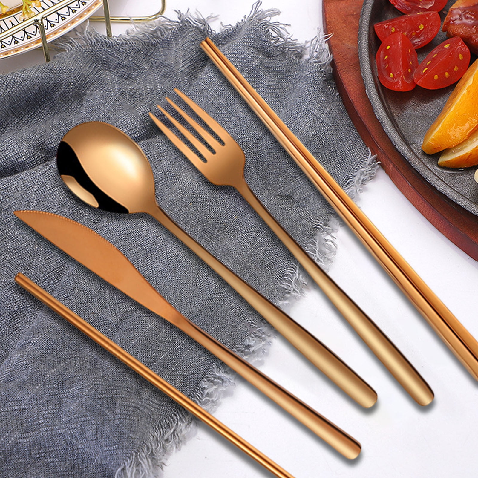 Korean Stainless Steel Cutlery Set, Portable Knife Fork Spoon Set ...
