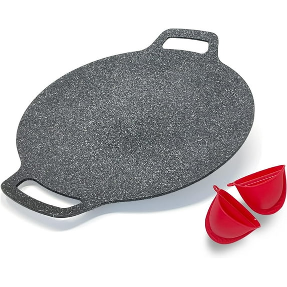 Korean Style BBQ Grill Pan for Stove Top, Camping and IH, 13" Round Griddle With Double Bottom ...