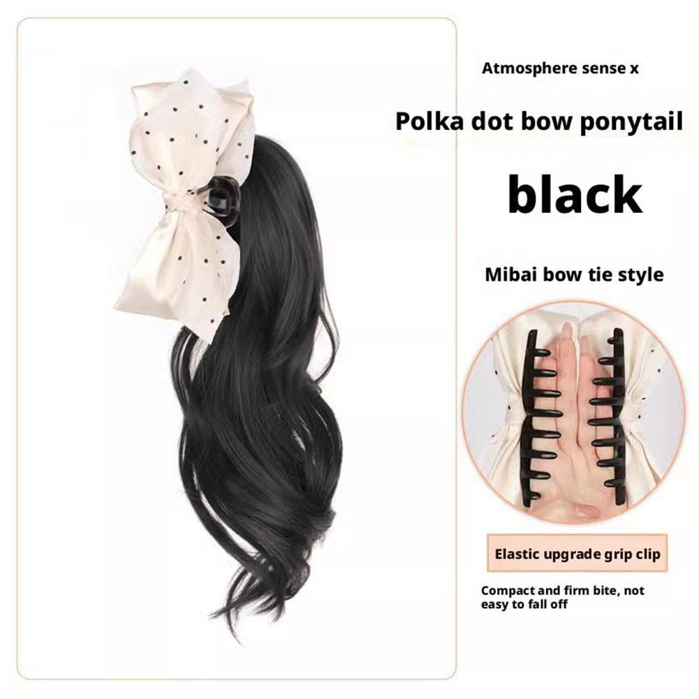 Korean Style Bow Ponytail Wig Long Wavy Curly Ponytail Heat Resistant Fiber Y7C T2L0 - Walmart.com