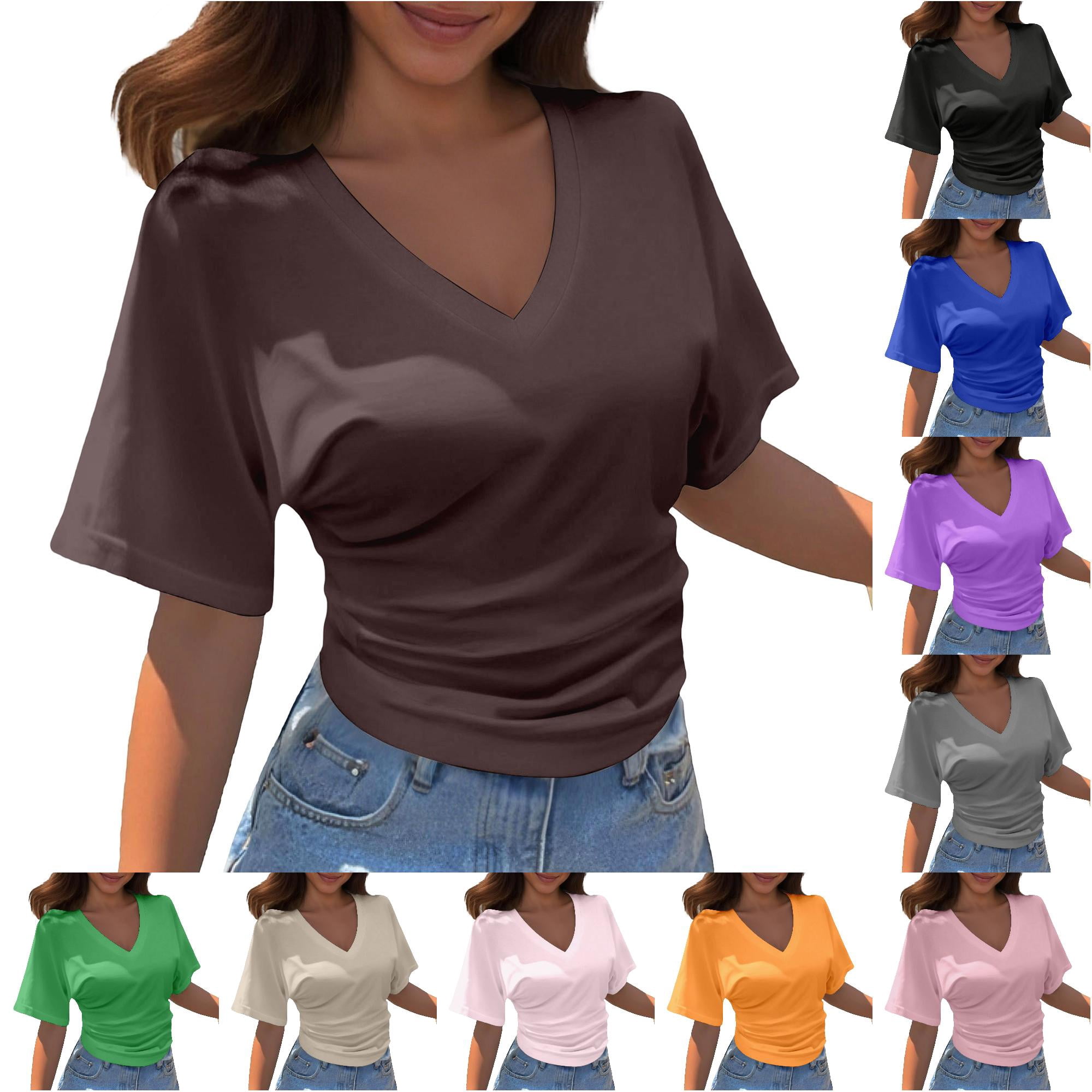 Korean Style Design Short Sleeve T Shirt Casual Loose Fit Pure Basic ...