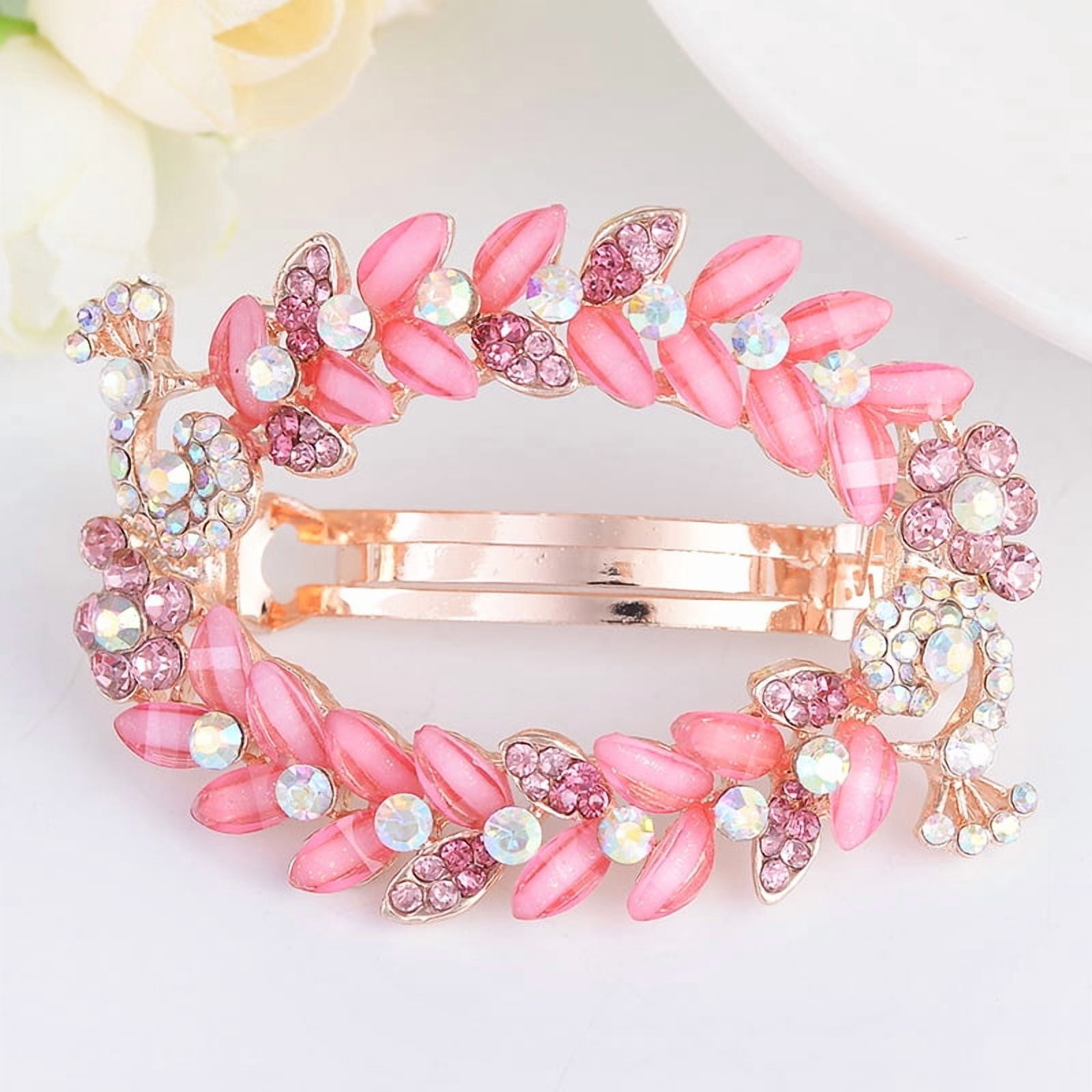 Korean Style Flower Rhinestone-embedded Barrettes Exquisite Head Clip ...