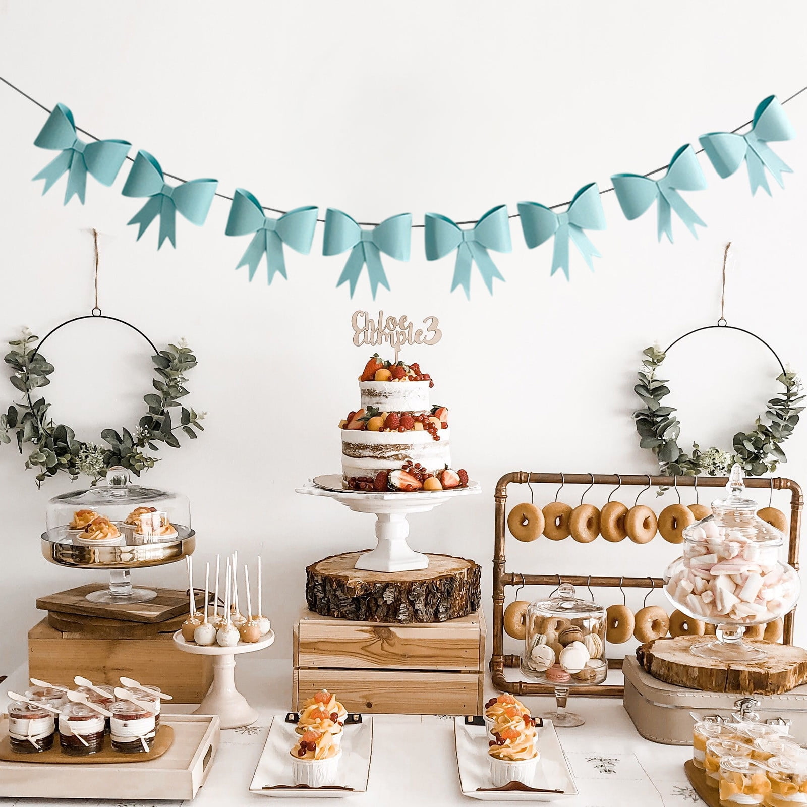Korean Style Paper Bow Garland with Macaron Colors Birthday Party ...