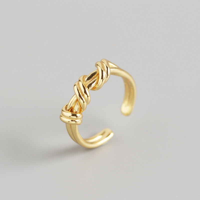 Korean Style Silver Knotted Winding Ring, Geometric Design ...
