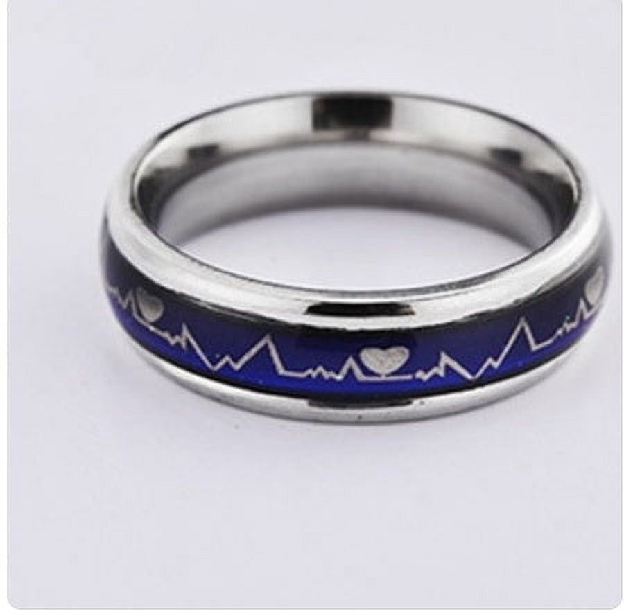 Korean Style Stainless Steel Heartbeat Couple Rings, Cartoon Heart ...