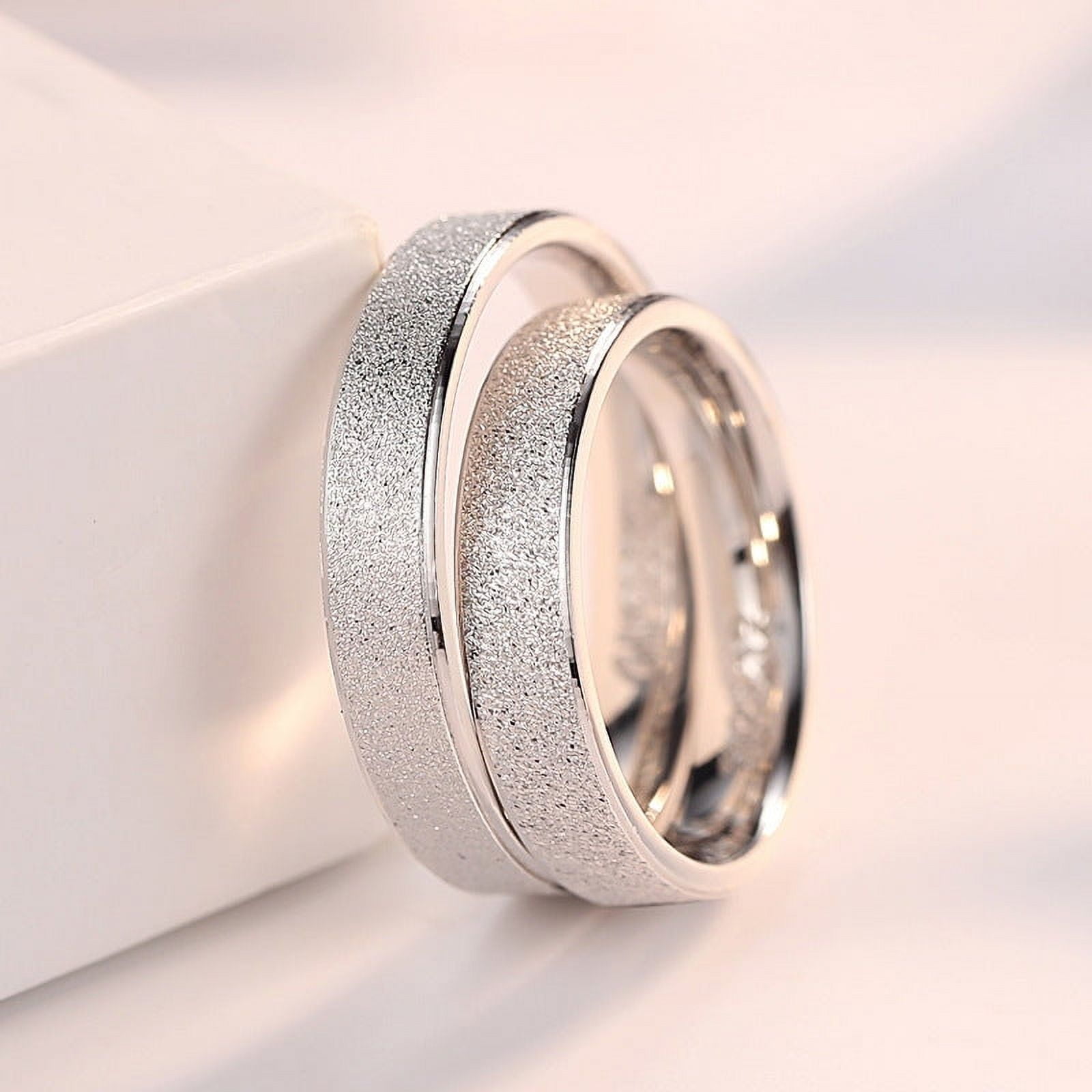 Couple Rings with Star Design Electroplated Silver Matching Bands ...