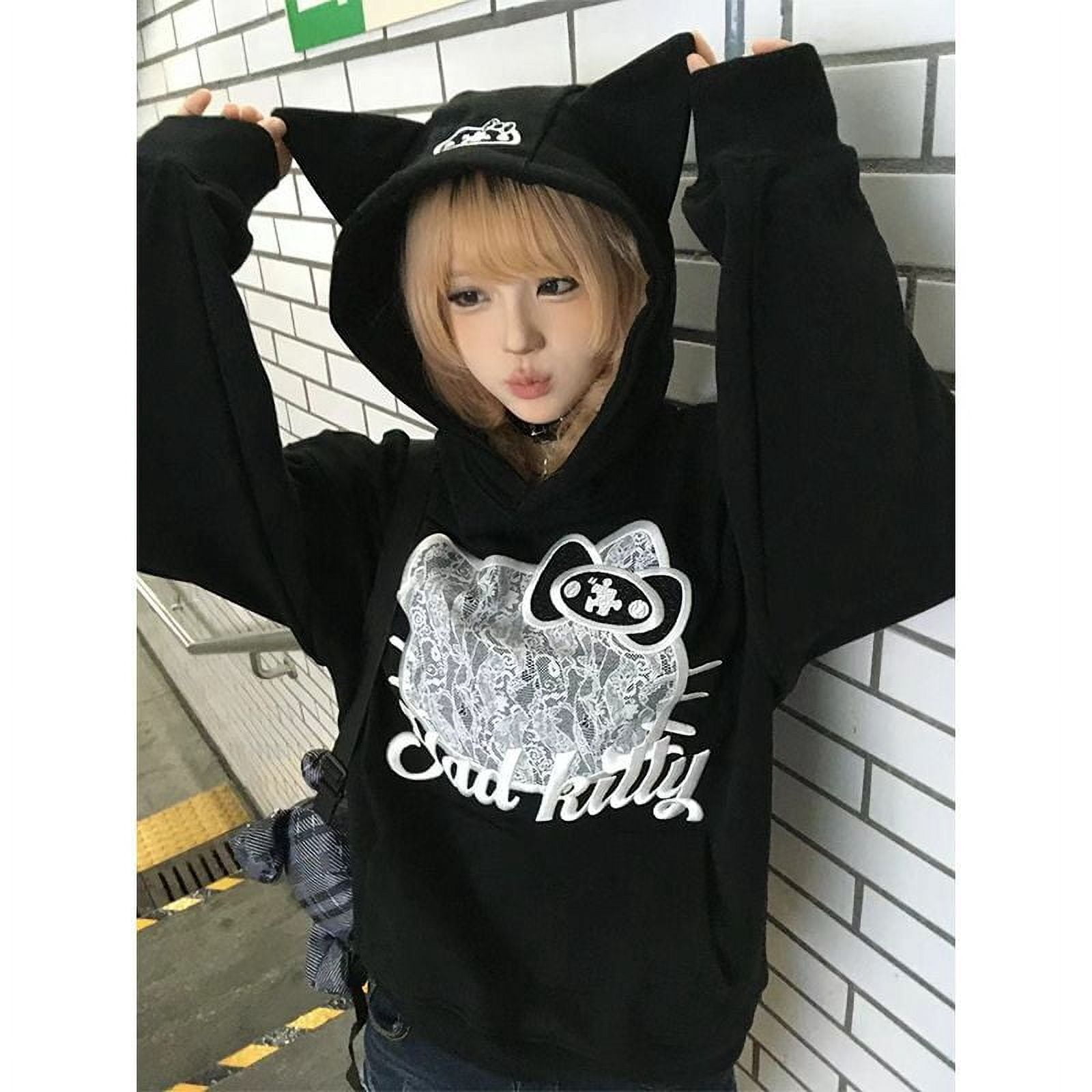Korean Style Trendy Hello Kitty Cute 3D Embroidered Patch Hoodie for ...