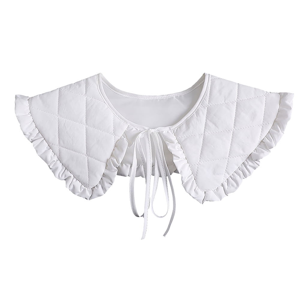 Korean Style Women Thick False Collar Shawl Padded Quilted Plaid ...