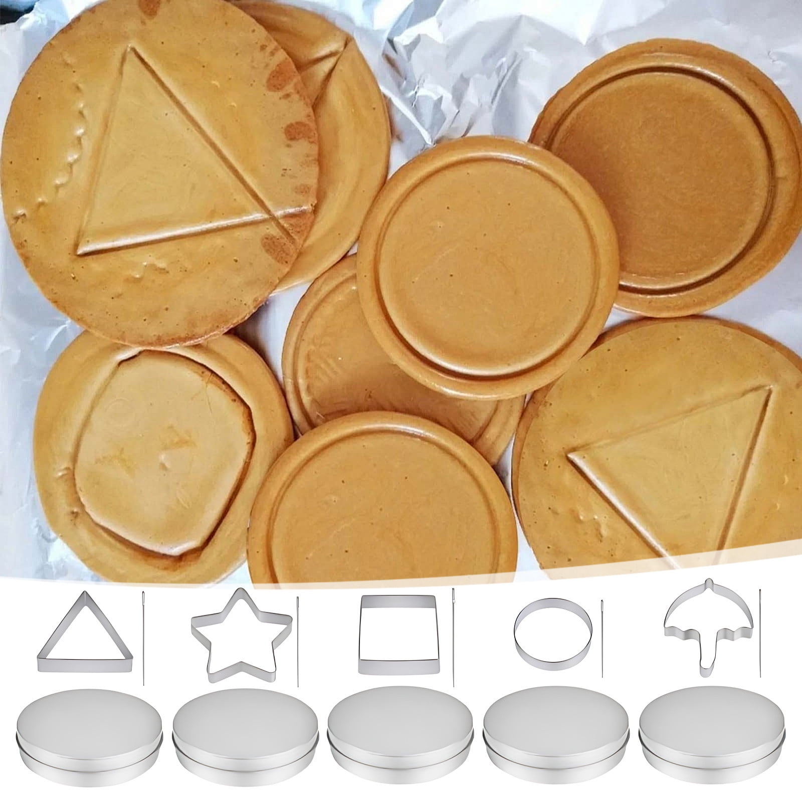 Korean Sugar Candy Making Molds Set, 15 PCS Stainless Steel Sugar Game ...