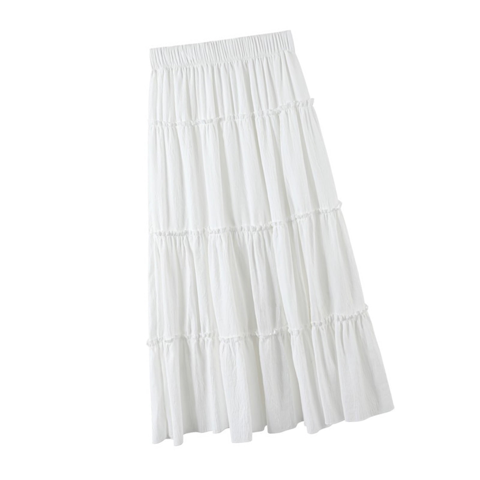 Korean Sweet Styles High Waist Long Cake Skirt with Ruffled Layers ...