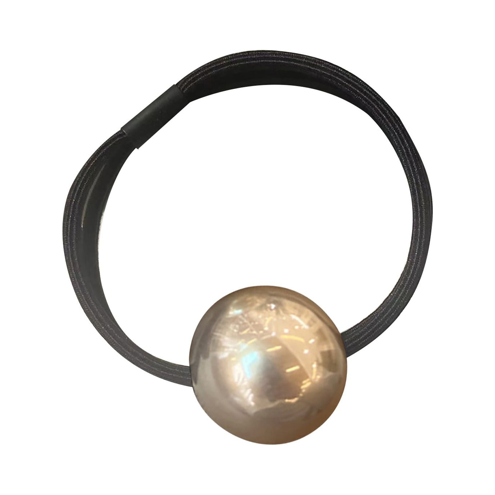 Korean Version Of The Simple Big Pearl Black Hair Rope Tied With ...