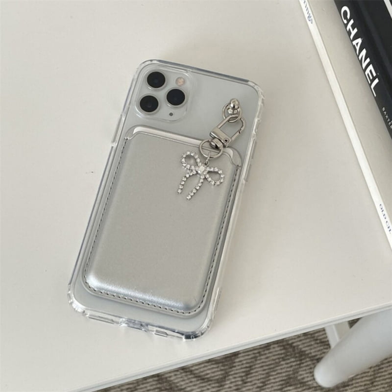 Korean cute glitter bow for MagSafe wireless charging clear phone case ...
