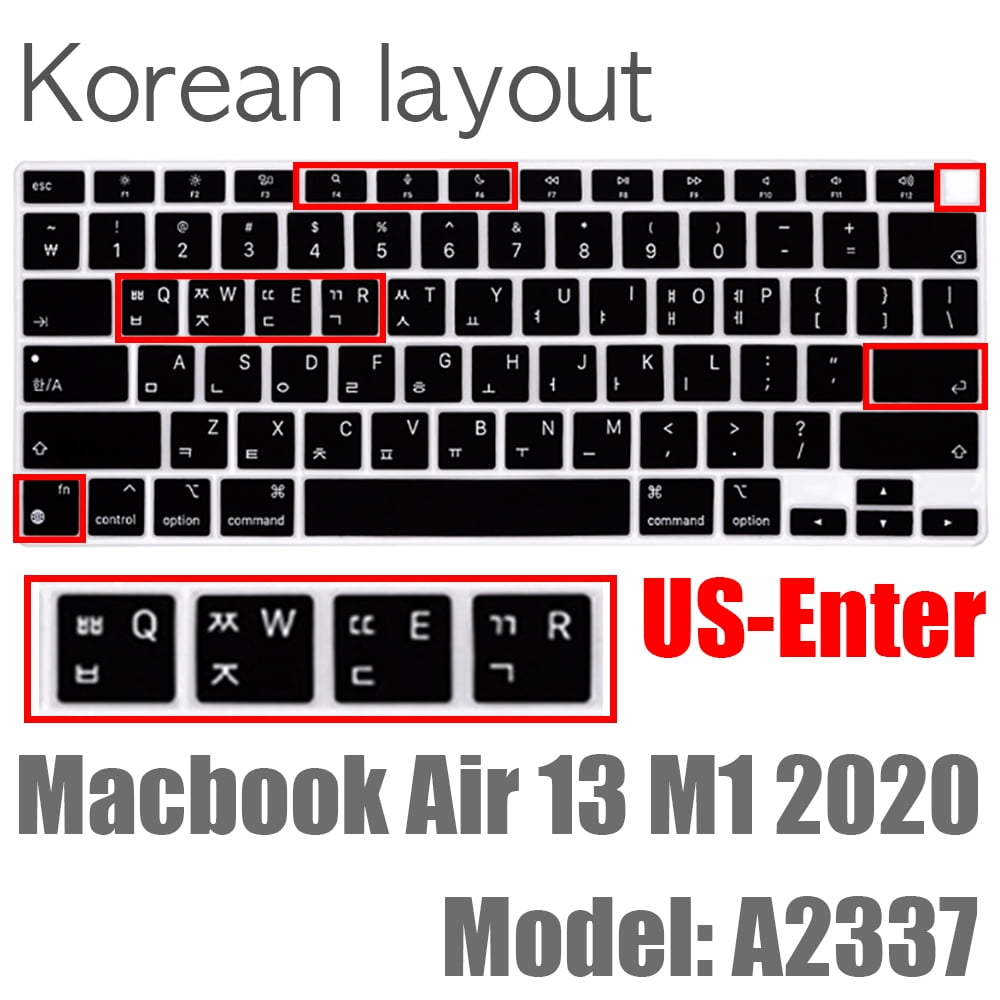Korean layout Laptop Keyboard Cover Waterproof For MacBook Air 13 inch ...