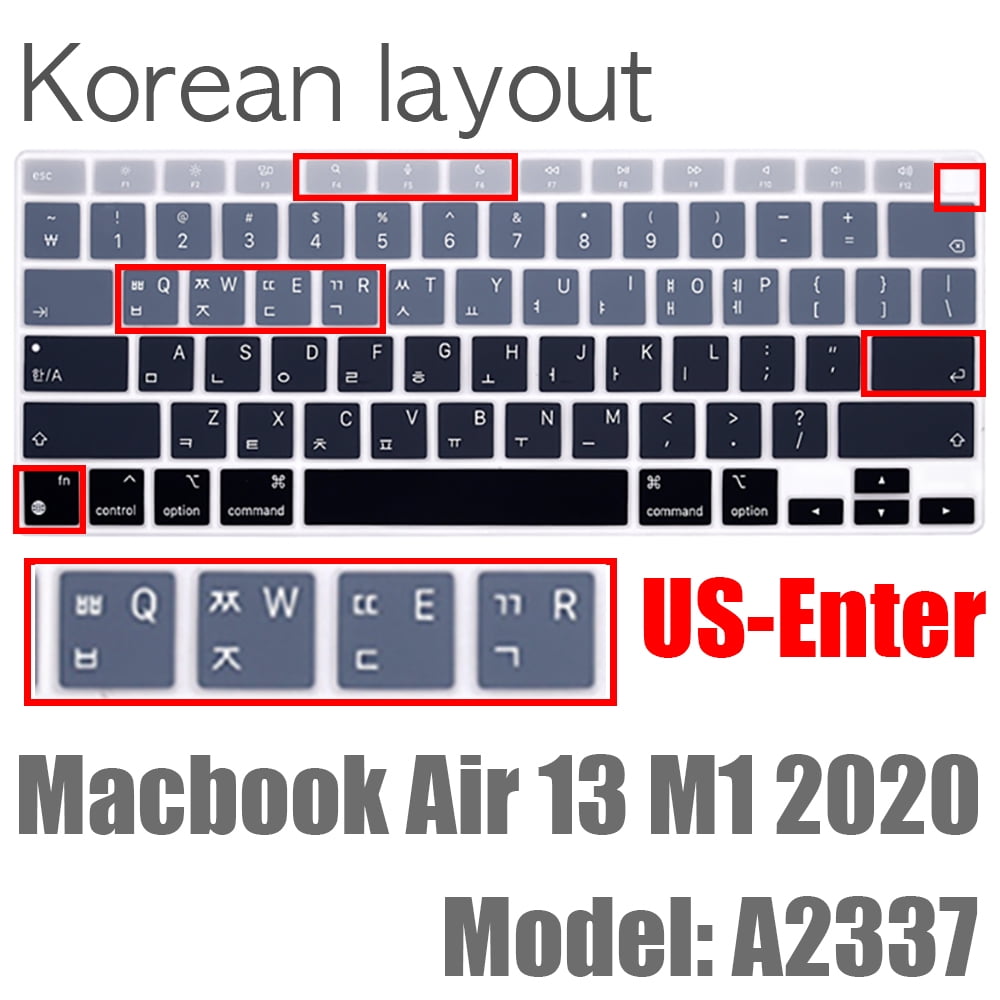 Korean layout Laptop Keyboard Cover Waterproof For MacBook Air 13 inch ...