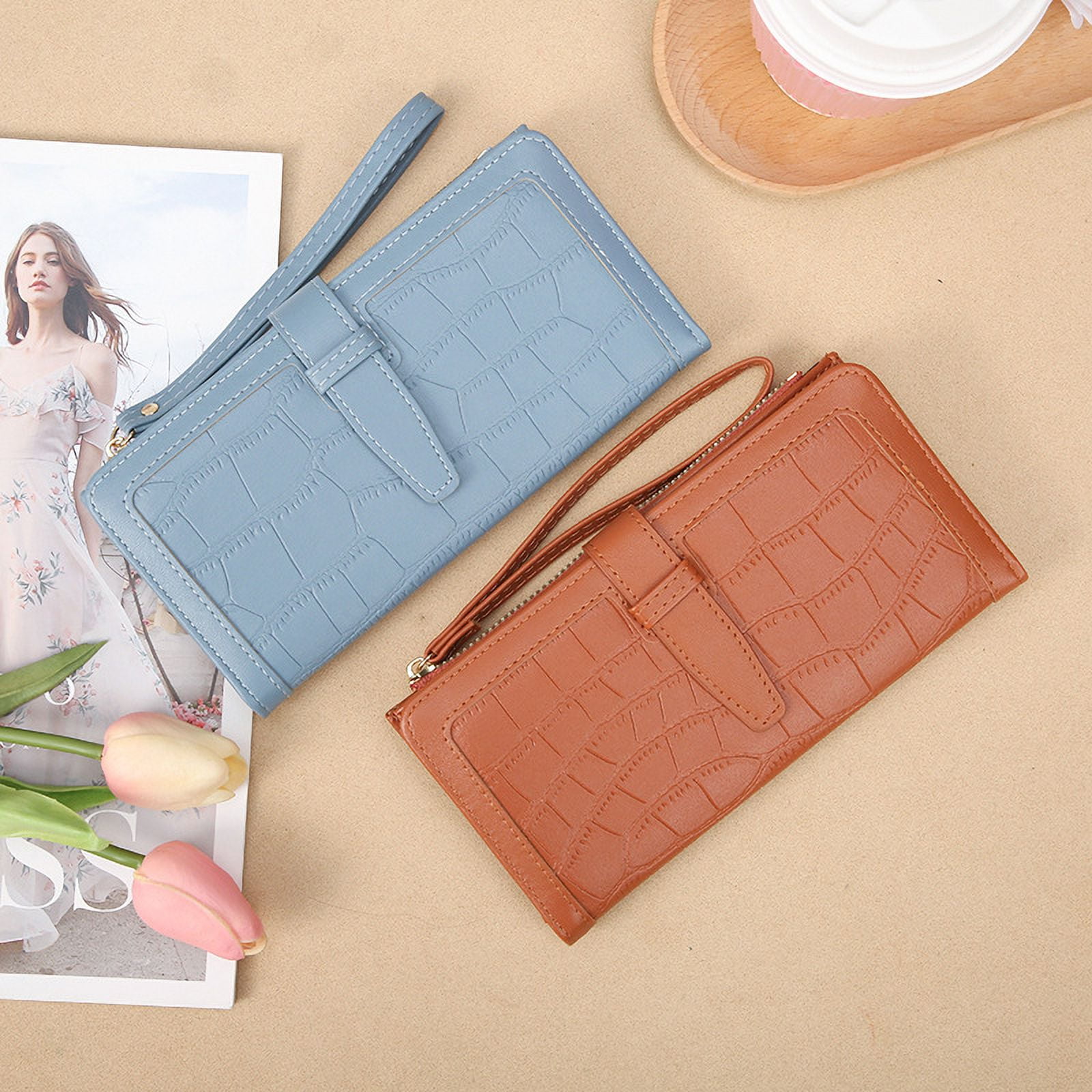 Korean version Japanese cute PU long wallet with small change mini ins ...