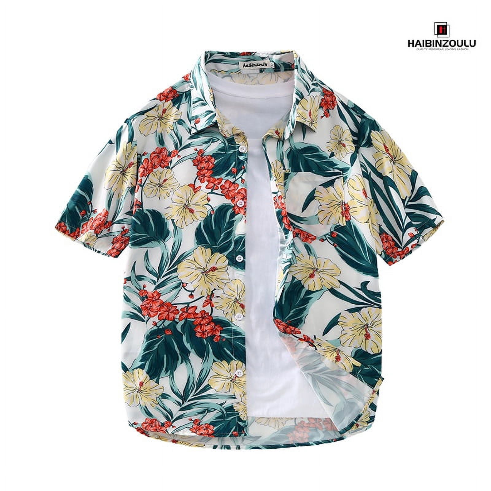 Korean version slim beach shirt Hawaiian style top essential for travel ...