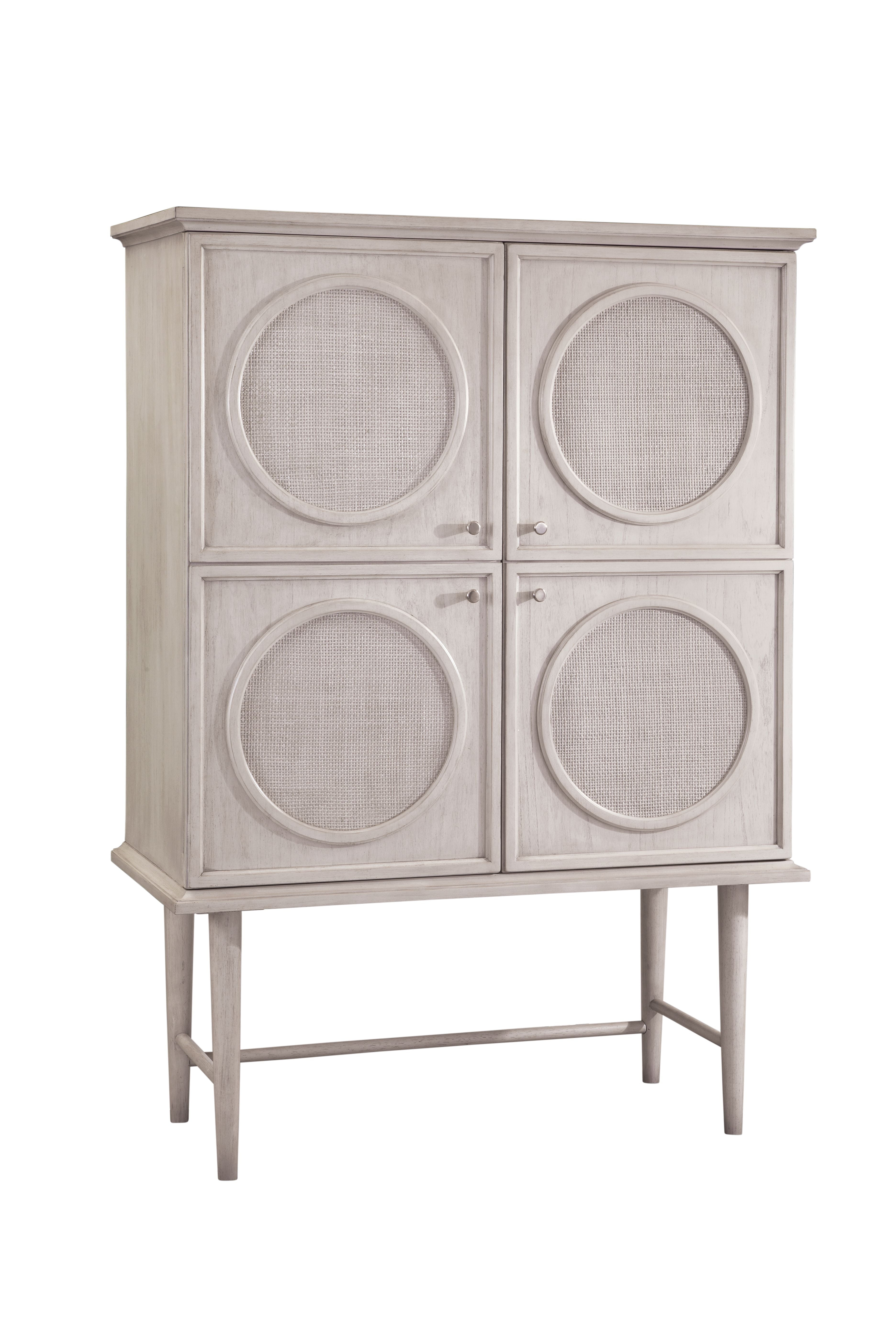 Korey Bar Cabinet in White Wash Finished Mindi Veneer Wood - Walmart.com