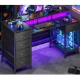 47 Inch Gaming Desk with Power Outlets and LED Lights, Reversible ...