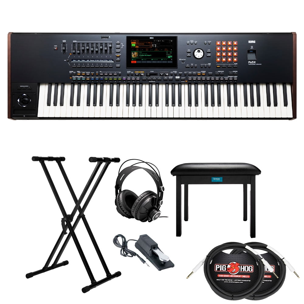 Korg 76-Key Pa5X Professional Arranger Bundle with Adjustable Keyboard ...