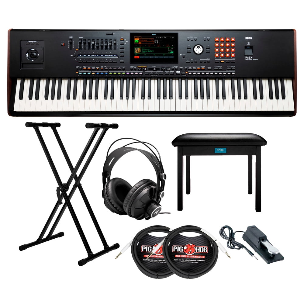 Korg 88-Key Pa5X Professional Arranger Bundle with Adjustable Keyboard ...