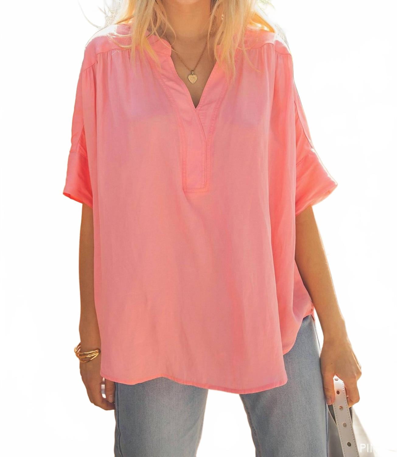 Kori Soft Woven Top, Pink - Walmart.com