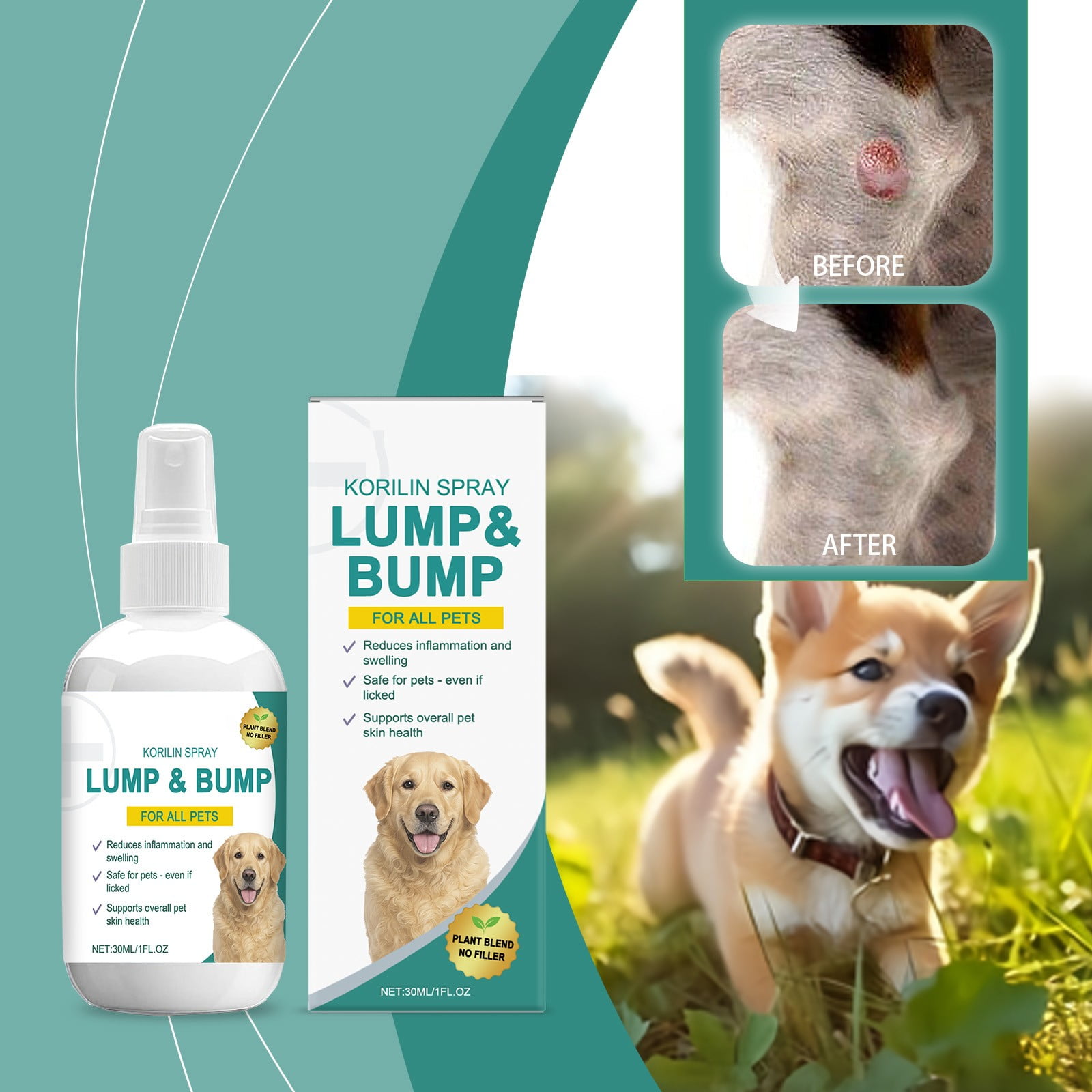 Korilin Pet Lump & Bump Spray Natural Relief for Inflammation ...